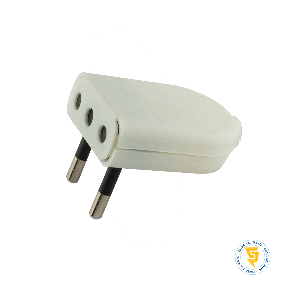 ENCHUFE MACHO CONVERTIBLE 2P 10A BLANCO MEC | casadelrayo.cl